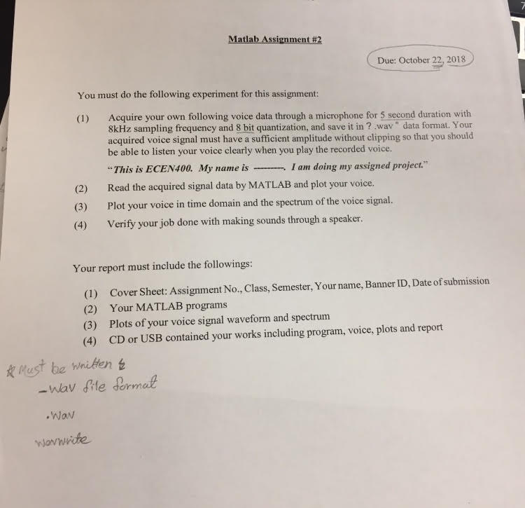 Solved Matlab Assignment#2 Due: October 22, 2018 You must do | Chegg.com