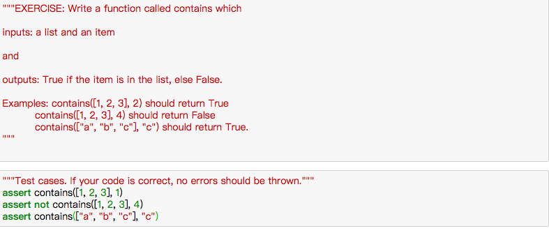 Solved EXERCISE: Write a function called contains which | Chegg.com