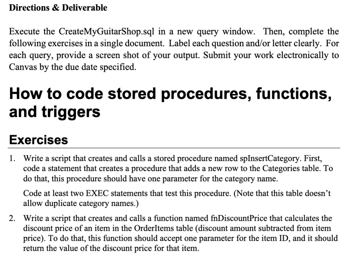 Directions & Deliverable Execute the | Chegg.com