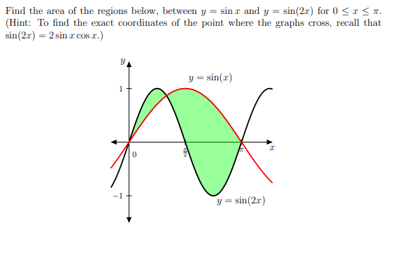 Solved Find the area of the regions below, between y=sinx | Chegg.com