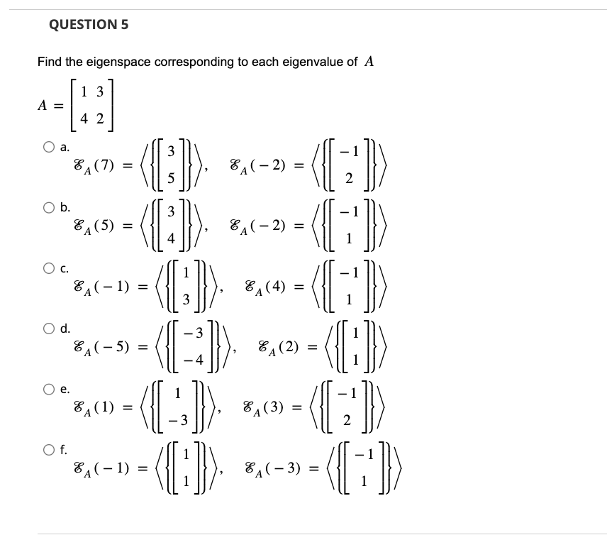Solved Find the eigenspace corresponding to each eigenvalue | Chegg.com