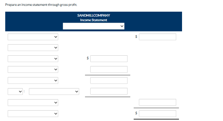 Prepare An Income Statement Through Gross Profit