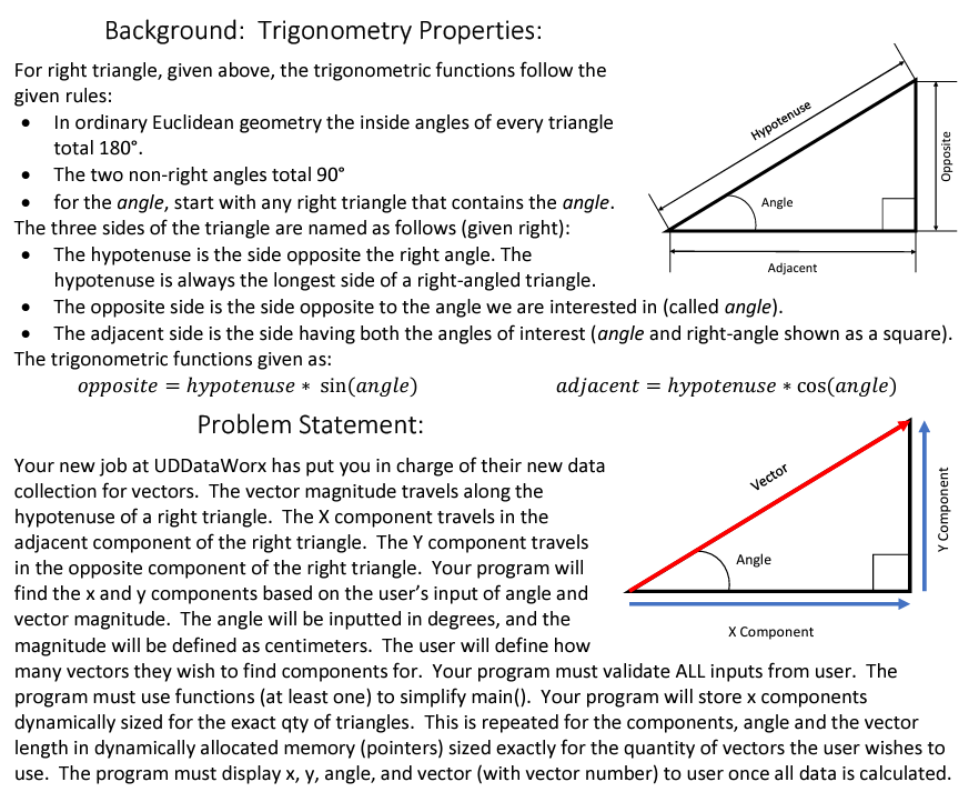 Solved Background: Trigonometry Properties: For right | Chegg.com