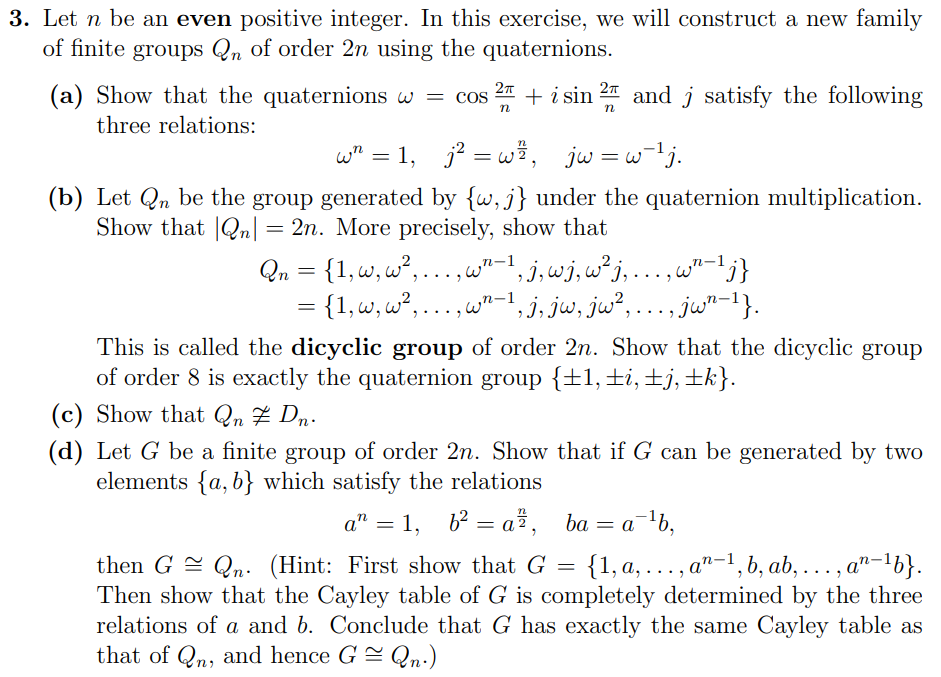 Solved Let n ﻿be an even positive integer. In this exercise, | Chegg.com