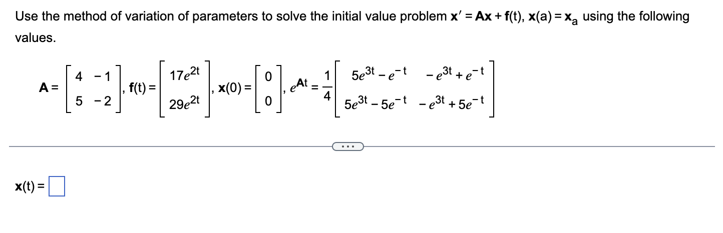 Solved Use the method of variation of parameters to solve | Chegg.com
