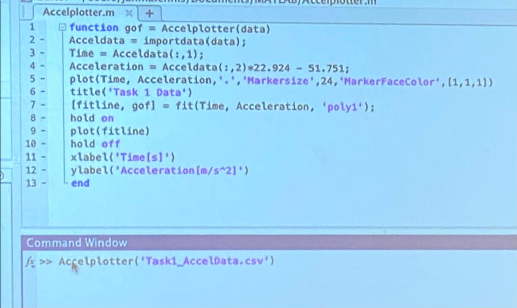 Solved Create A matlab code that runs excel data to create a | Chegg.com