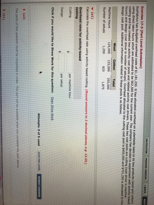 Solved NEXT Exercise 17-3 (Part Level Submission) EcoFabrics | Chegg.com