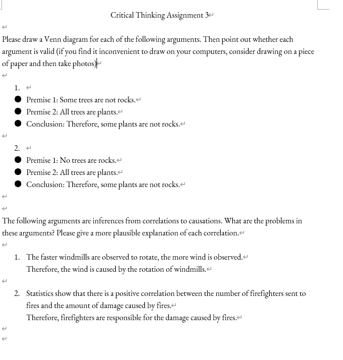 Critical Thinking Assignment 3 Please draw a Venn | Chegg.com