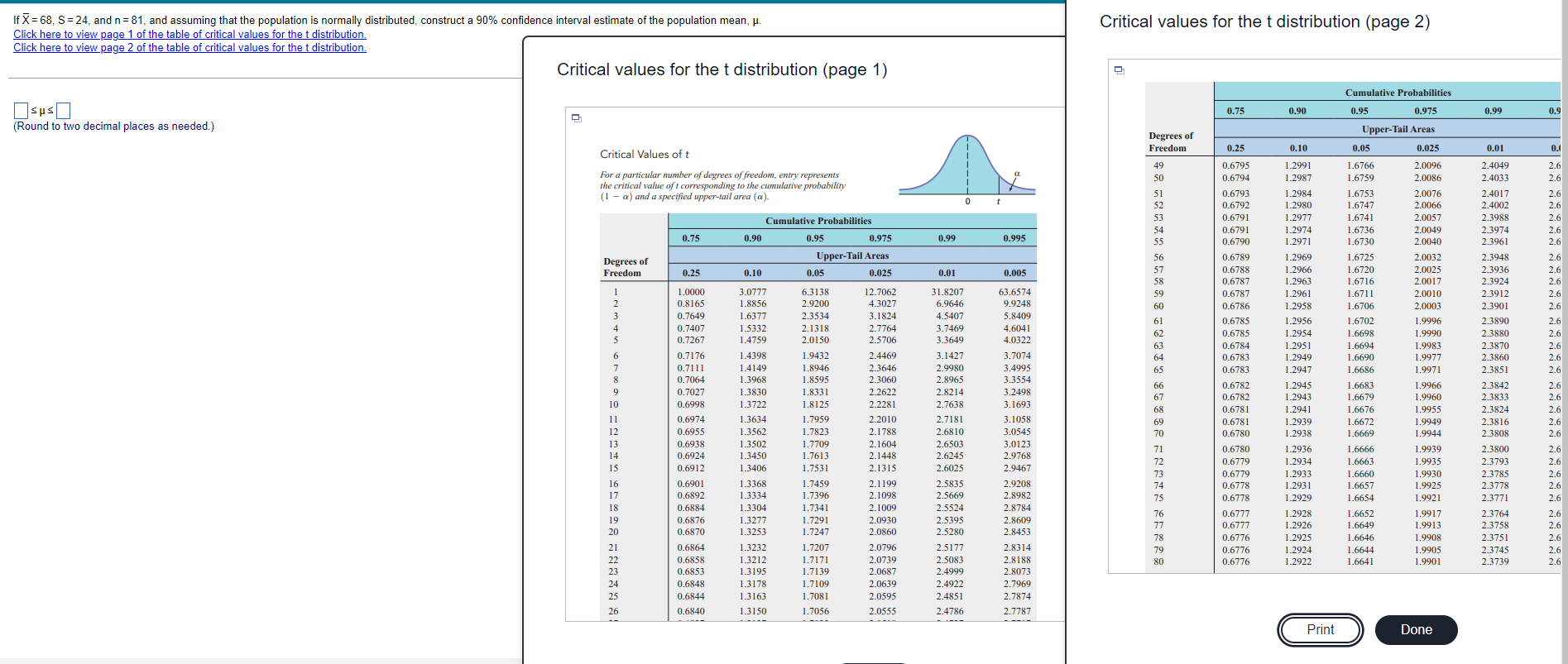 Solved Critical values for the t distribution (page 2) If X | Chegg.com
