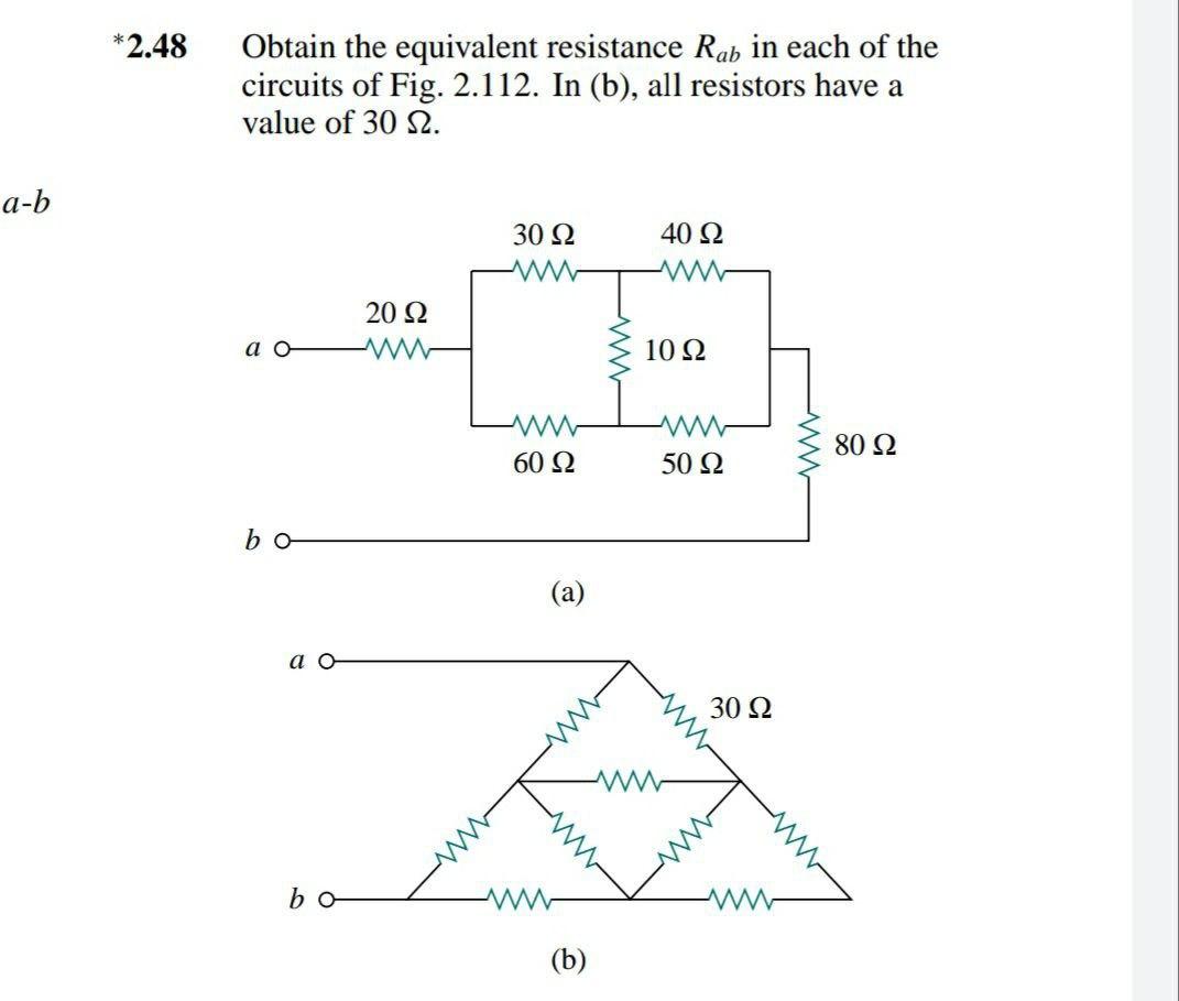Solved *2.48 Obtain the equivalent resistance Rab in each of | Chegg.com