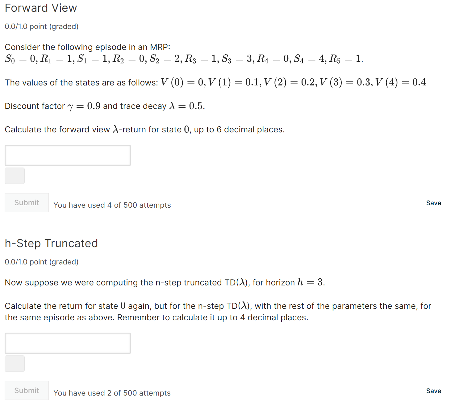 Solved Forward View Consider the following episode in an | Chegg.com