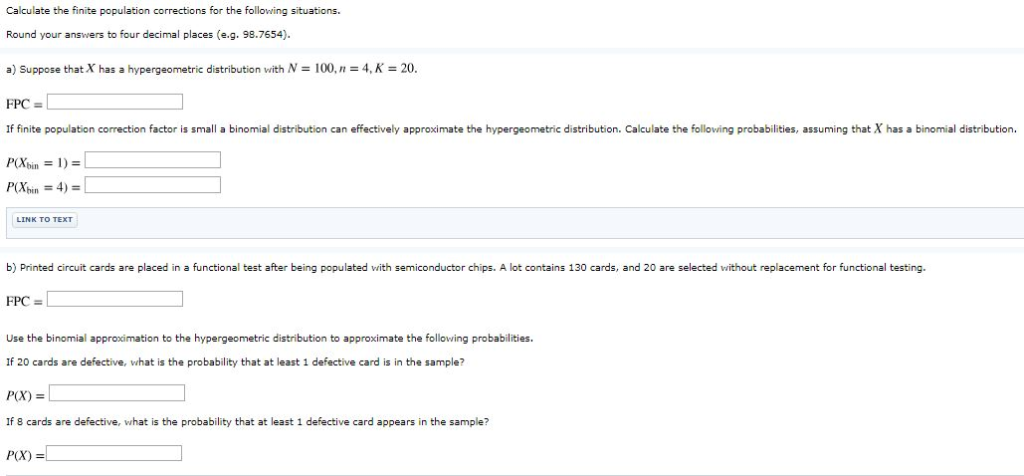 Solved Calculate the finite population corrections for the | Chegg.com