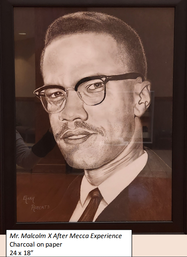 Mr. Malcolm XAfter Mecca Experience Charcoal on paper | Chegg.com