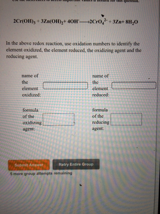 Solved In the above redox reaction, use oxidation numbers to | Chegg.com