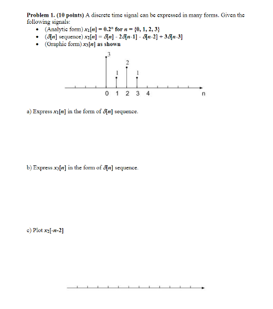 Solved Problem 1. (10 points) A discrete time signal can be | Chegg.com