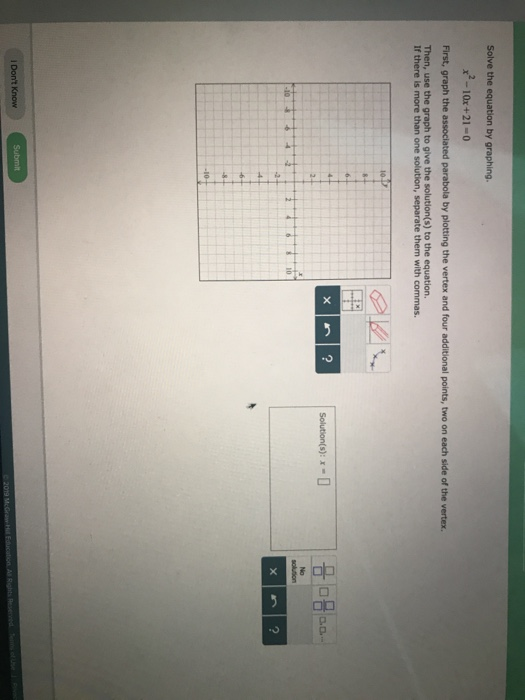 Solved by 2-10x+21-0 First, graph the associated parabola by | Chegg.com