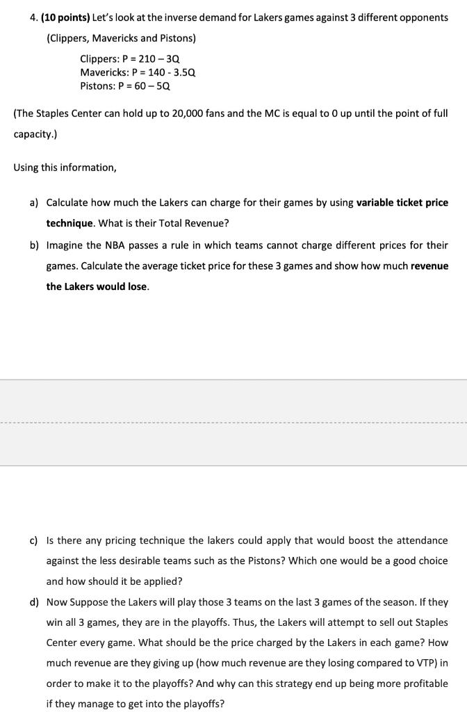 Solved 4. (10 points) Let's look at the inverse demand for | Chegg.com