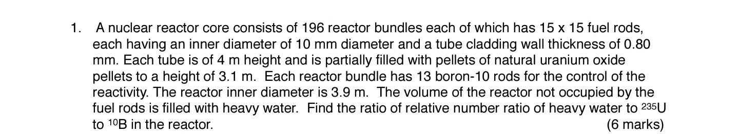 1. A nuclear reactor core consists of 196 reactor | Chegg.com