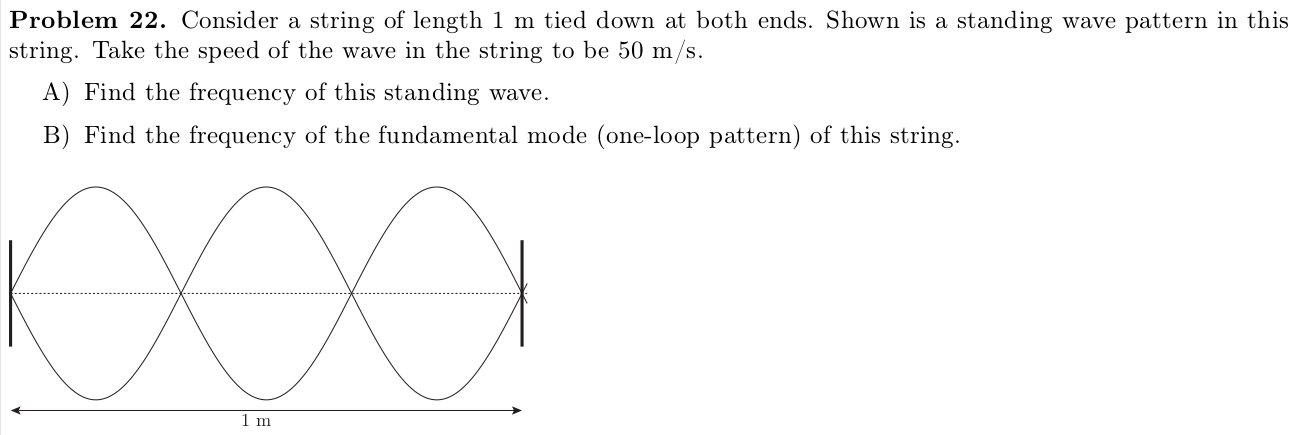 Solved Problem 22. Consider a string of length 1 m tied down | Chegg.com