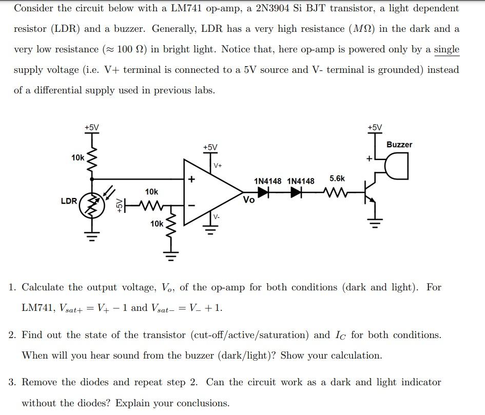 Solved а Consider the circuit below with a LM741 op-amp, a | Chegg.com