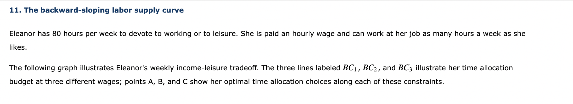 Solved 11. The backward-sloping labor supply curve Eleanor | Chegg.com