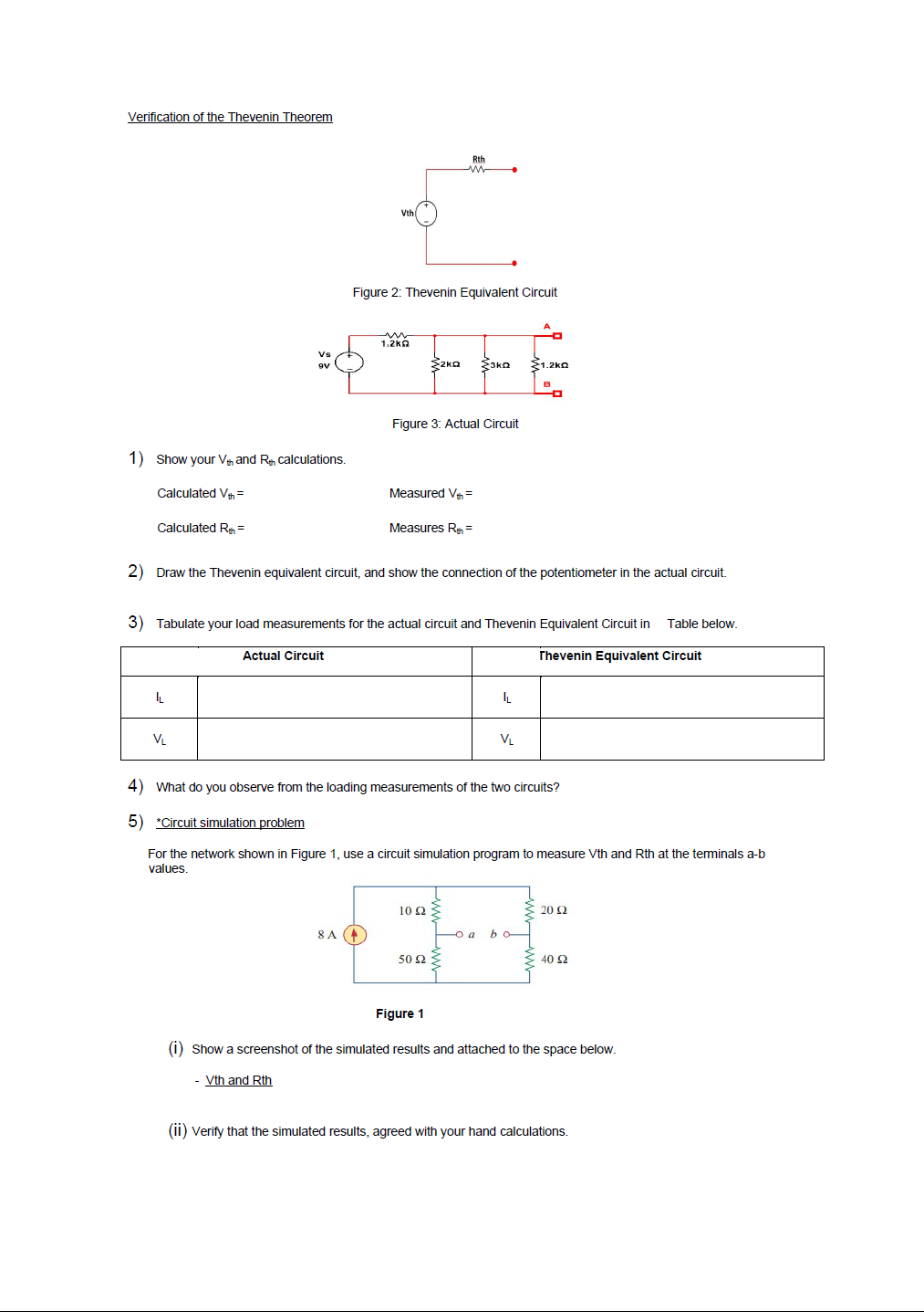 Solved Verification of the Thevenin Theorem Figure 2: | Chegg.com