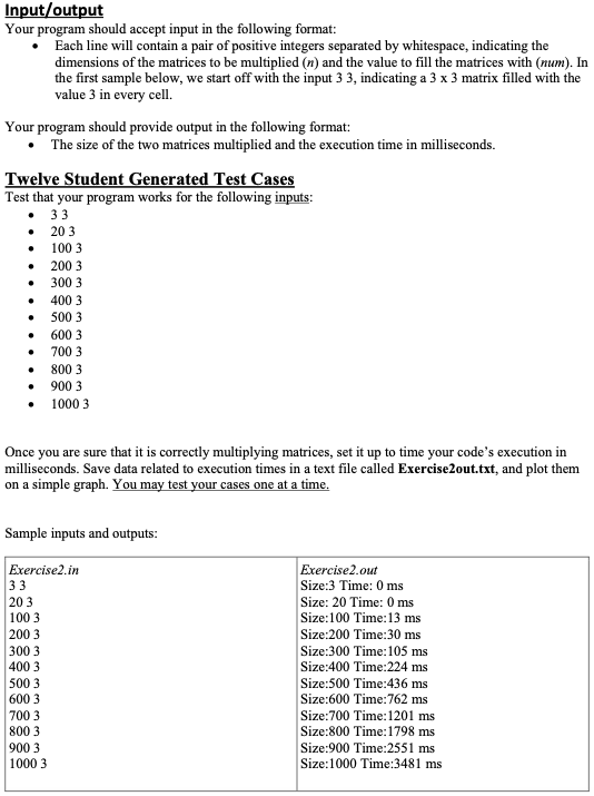 Solved Exercise 2 Matrix Multiplication For This Exercise 2250