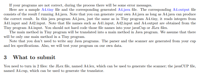 You will use JavaCup to translate Tiny programs to | Chegg.com
