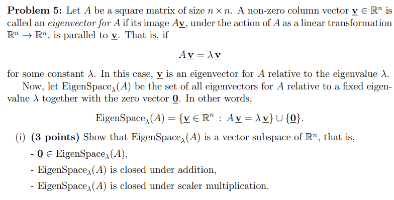 Solved Problem 5: Let A be a square matrix of size nx n. A | Chegg.com