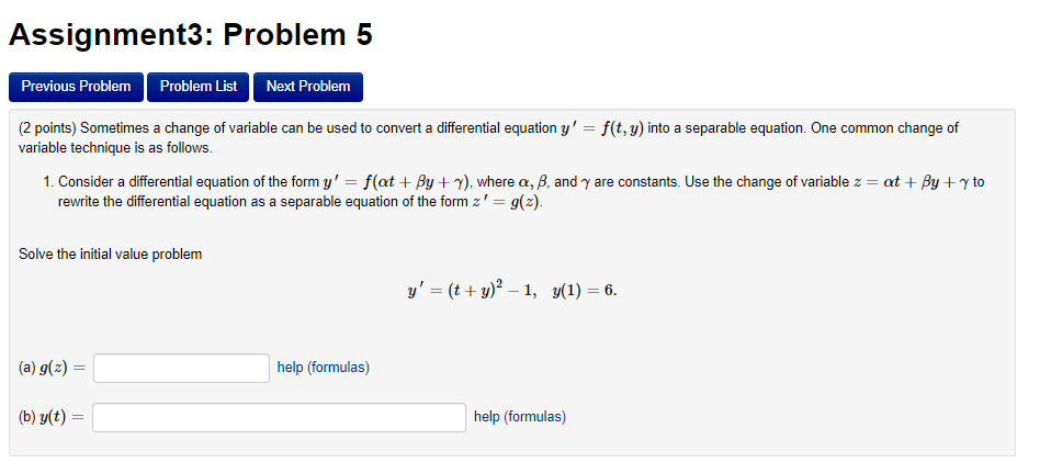 Solved (2 points) Sometimes a change of variable can be used | Chegg.com
