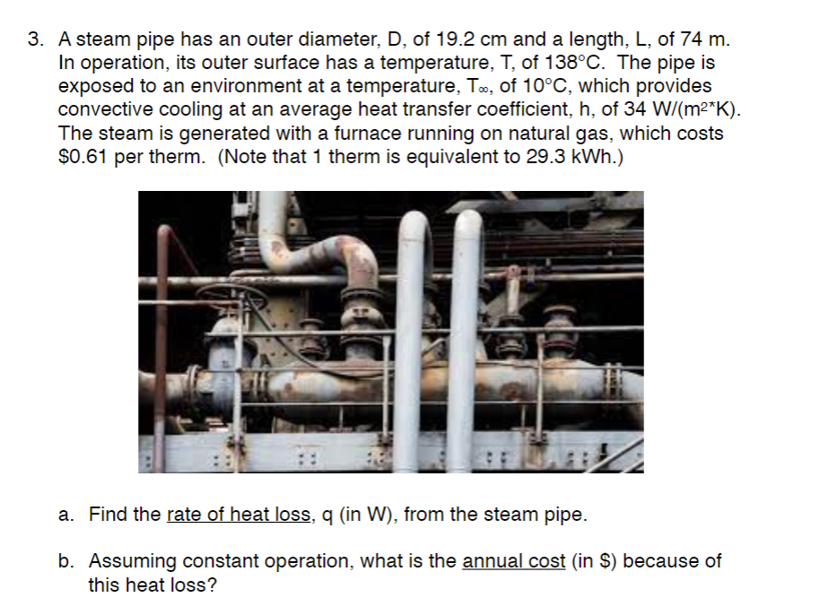 Solved A steam pipe has an outer diameter, D, of 19.2 cm and | Chegg.com