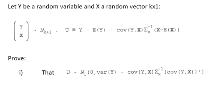 Solved Let Y be a random variable and X a random vector kx1: | Chegg.com