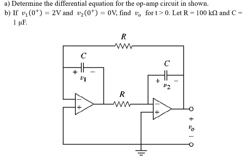 Solved a) Determine the differential equation for the op-amp | Chegg.com