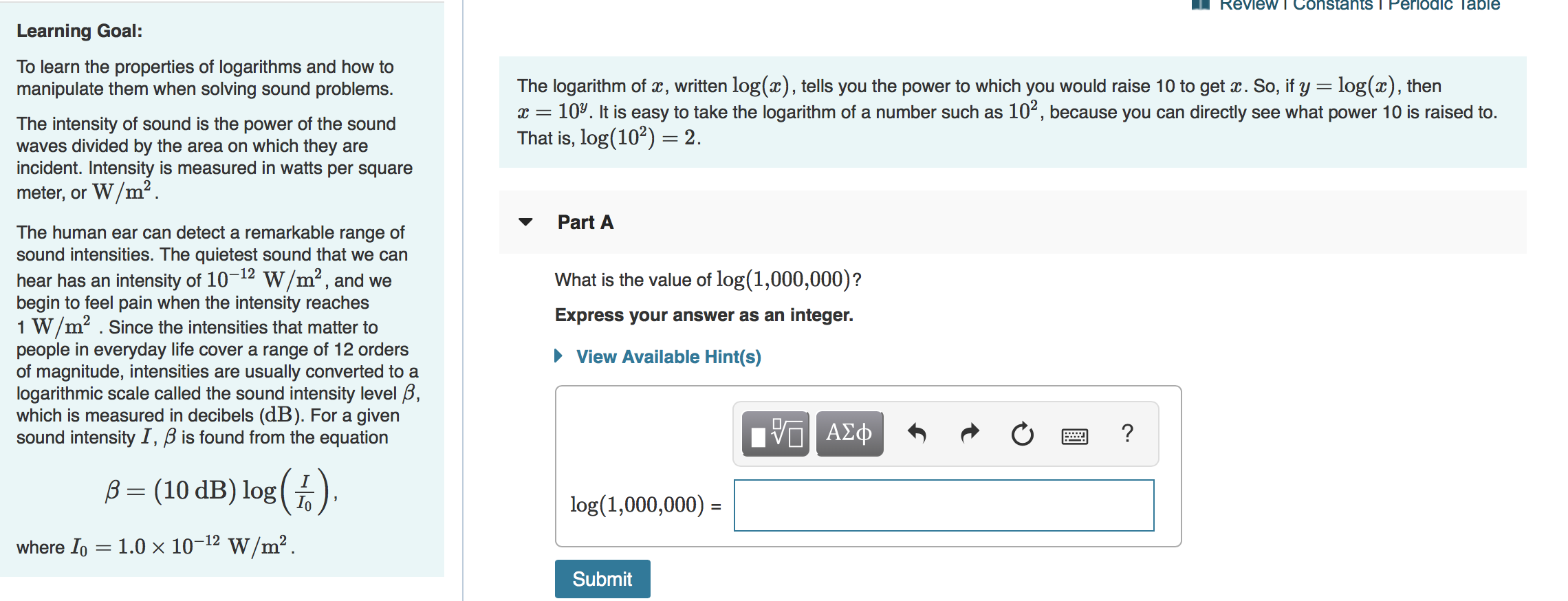 Solved 1 Review Constants I Pellodic Table Learning Goal: To | Chegg.com