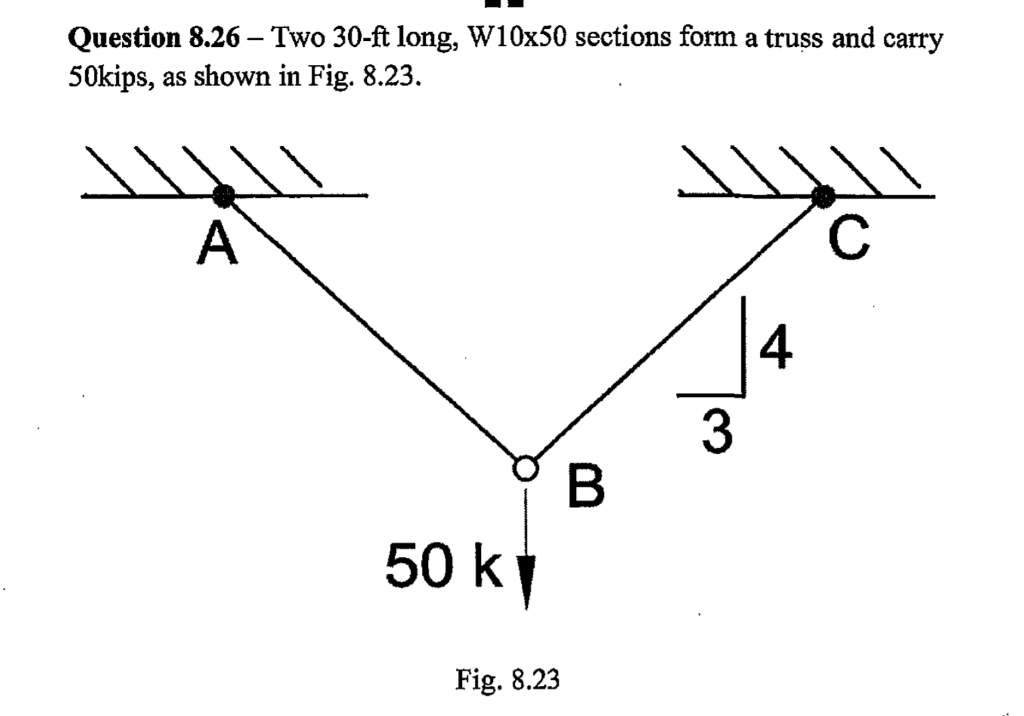 Solved Question 8.26 – Two 30-ft long, W10x50 sections form | Chegg.com