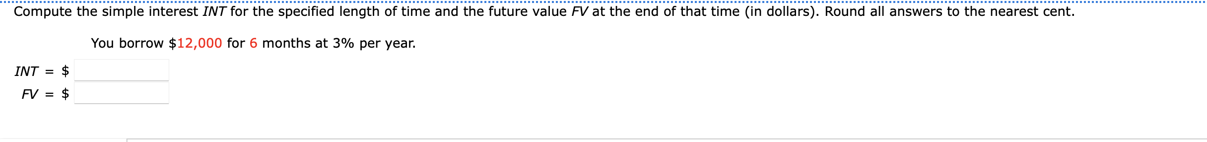 Solved Compute the simple interest INT for the specified | Chegg.com