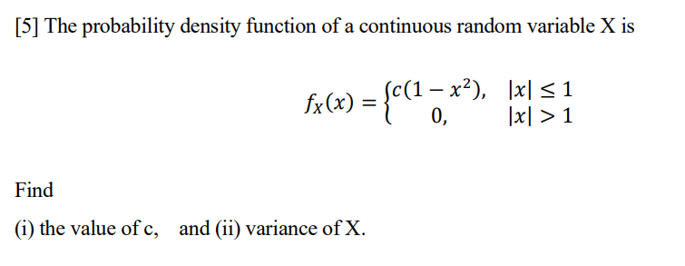 Solved [5] The probability density function of a continuous | Chegg.com