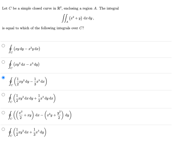 Solved Let C be a simple closed curve in R2, enclosing a | Chegg.com