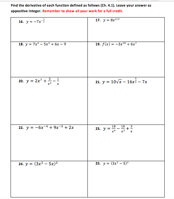 Solved Find the derivative of each function defined as | Chegg.com