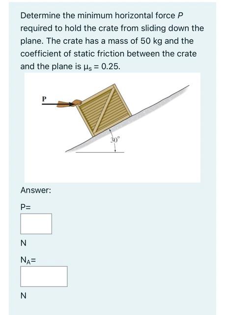 Solved Determine The Minimum Horizontal Force P Required To