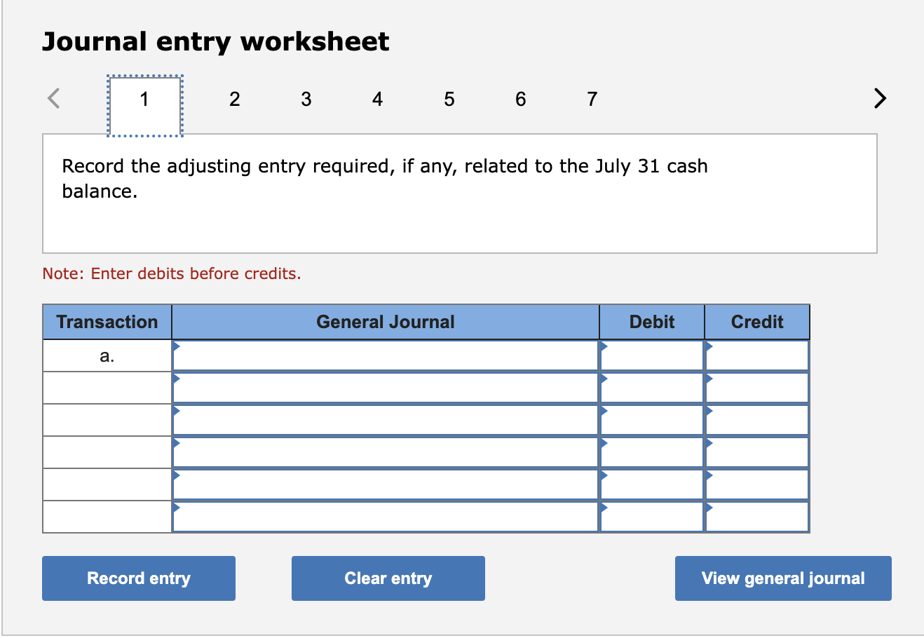 Solved Journal entry worksheet 7 Record the adjusting entry | Chegg.com