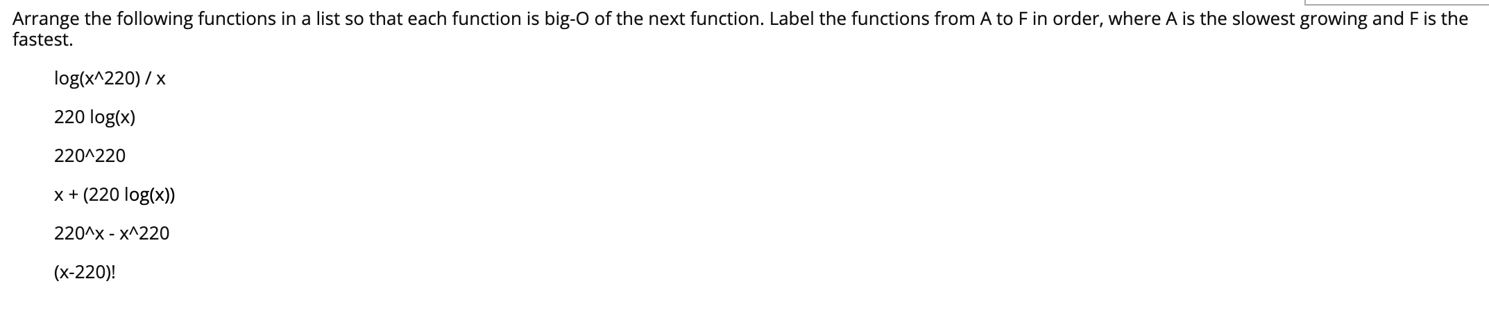 Solved Arrange the following functions in a list so that | Chegg.com