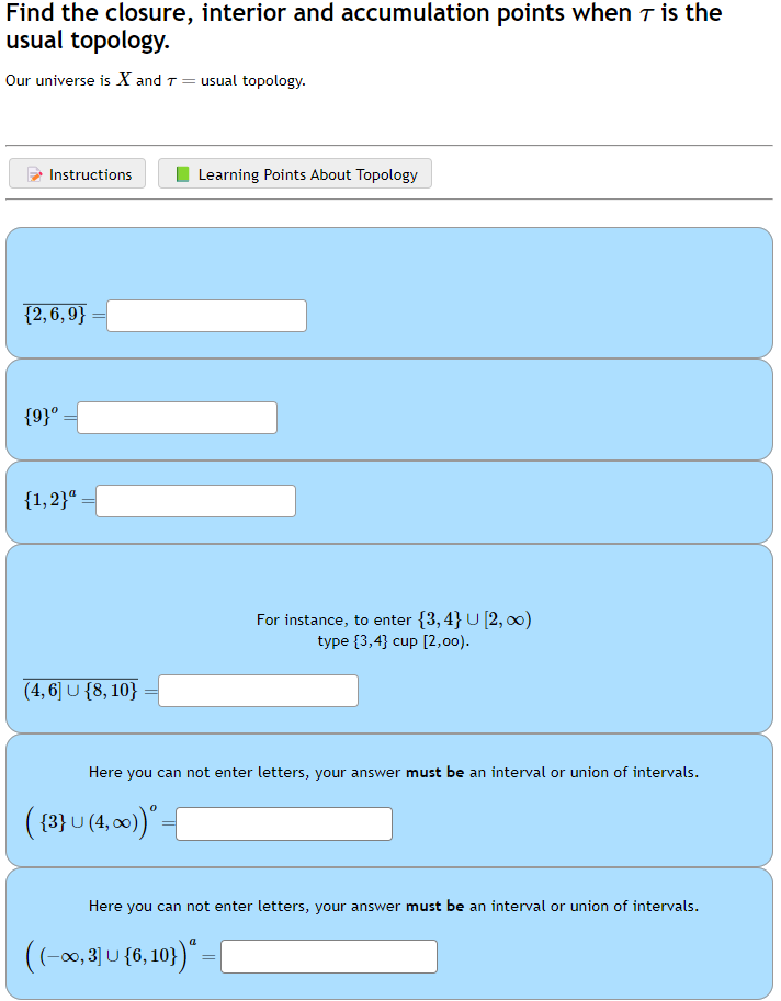 Solved Find the closure, interior and accumulation points | Chegg.com