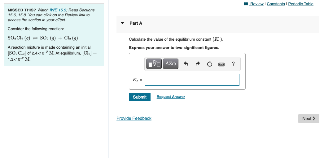 Solved A Review Constants Periodic Table MISSED THIS? Watch | Chegg.com