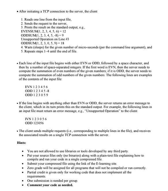 Objectives: • To write a complete TCP client-server | Chegg.com