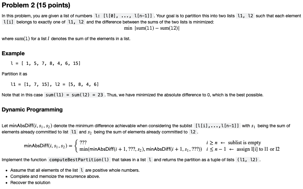 Solved Problem 2 15 Points In This Problem You Are Given 