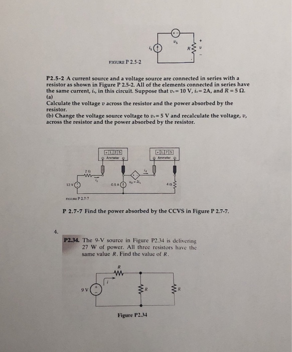 Solved P2.5-2 A current source and a voltage source are | Chegg.com