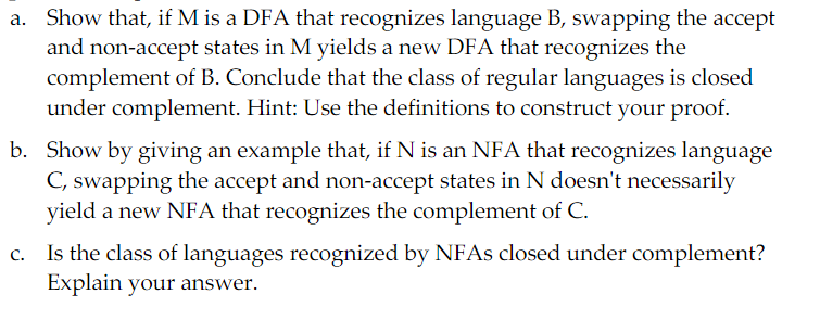 Solved a. Show that, if M is a DFA that recognizes language | Chegg.com