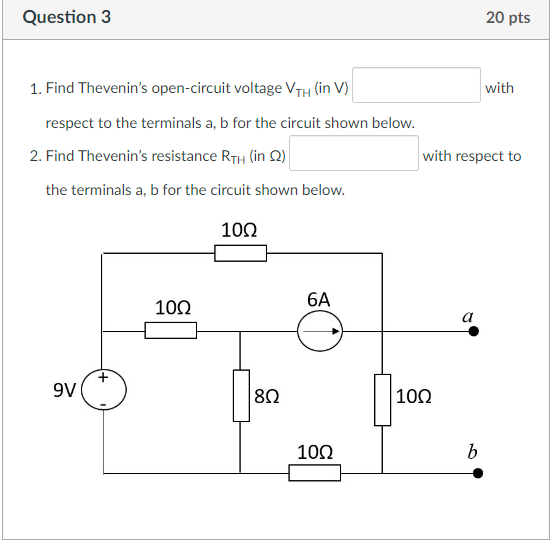 Solved 1. Find Thevenin's open-circuit voltage VTH (in V ) | Chegg.com