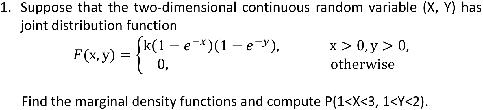 Solved 1. Suppose that the two-dimensional continuous random | Chegg.com